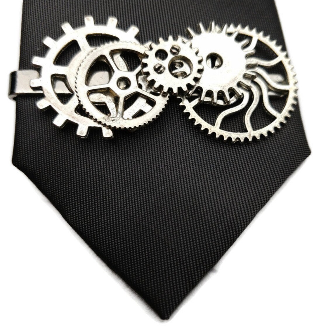 Silver Steampunk Tie Clip Clockwork Suit Pin Accessory Made - Etsy