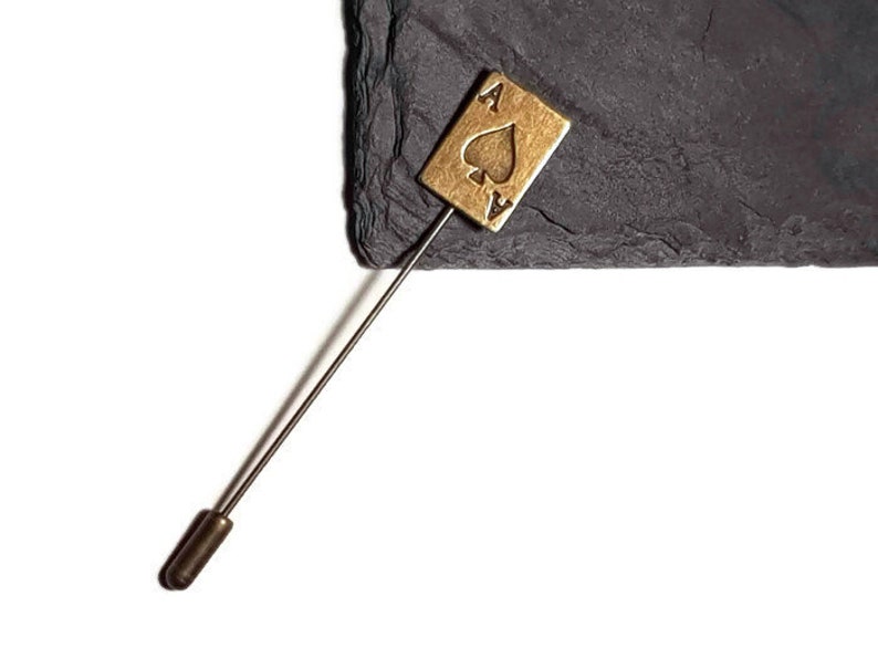 Bronze Playing Card Lapel Stick Pin Ace Spades Suit | Etsy