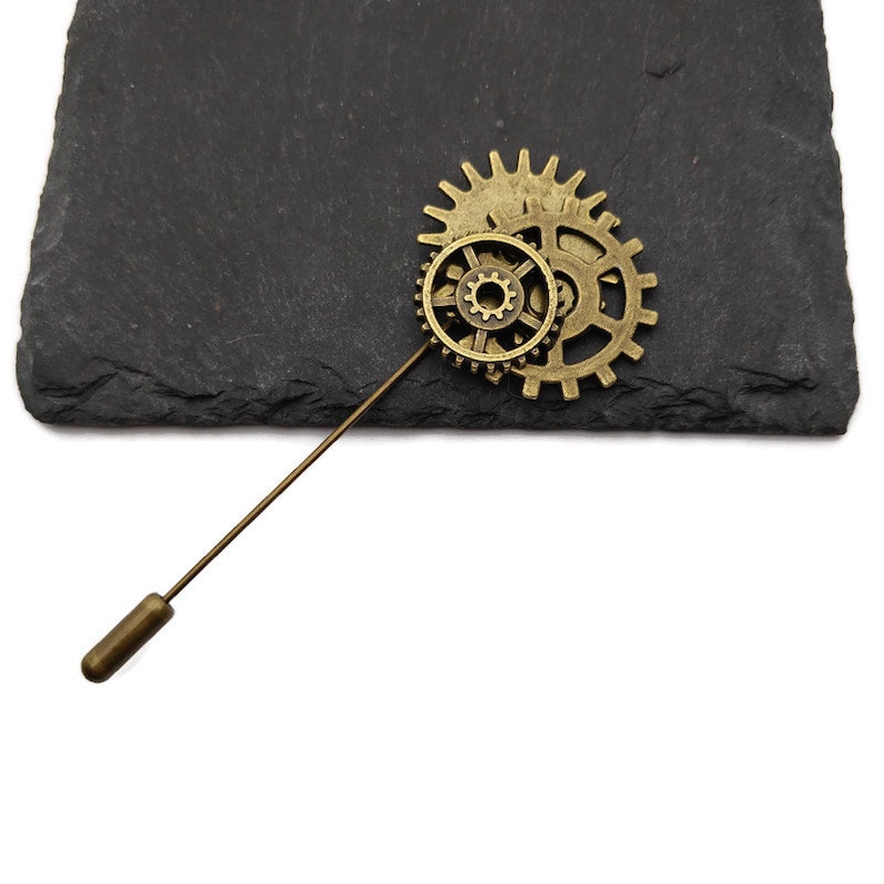 Bronze Steampunk Lapel Pin Clockwork Brooch Cog & gears Tie | Etsy