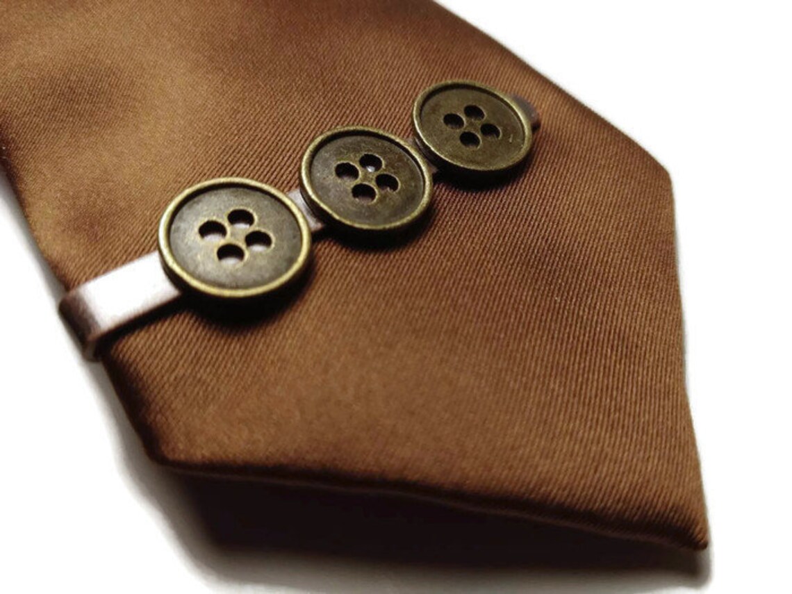 Antique Bronze Button Tie Clip: Steampunk Groomsmen Gift - Etsy UK
