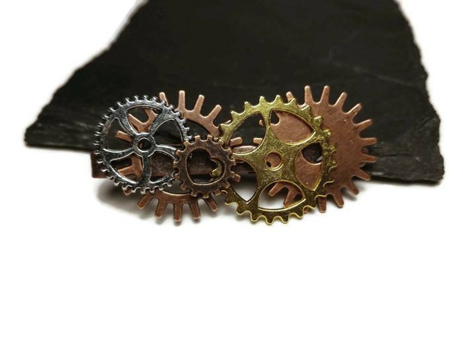 Steampunk Tie Clip Clockwork Suit Pin Accessory Made With | Etsy