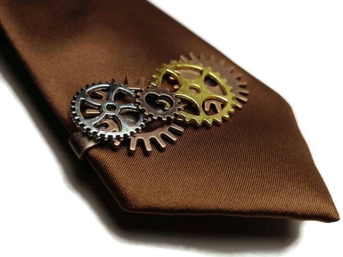 Steampunk Tie Clip Clockwork Suit Pin Accessory made with | Etsy