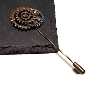 Steampunk Lapel Pin Clockwork Lapel Pin Cog & Gears Tie Pin Tie Tack ...