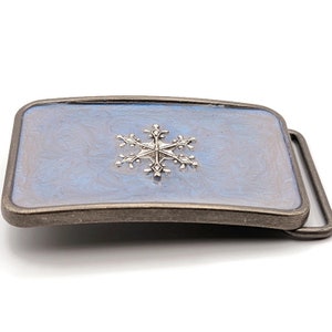 Iridescent Snowflake Belt Buckle: Hand-decorated Silver Tone Winter ...
