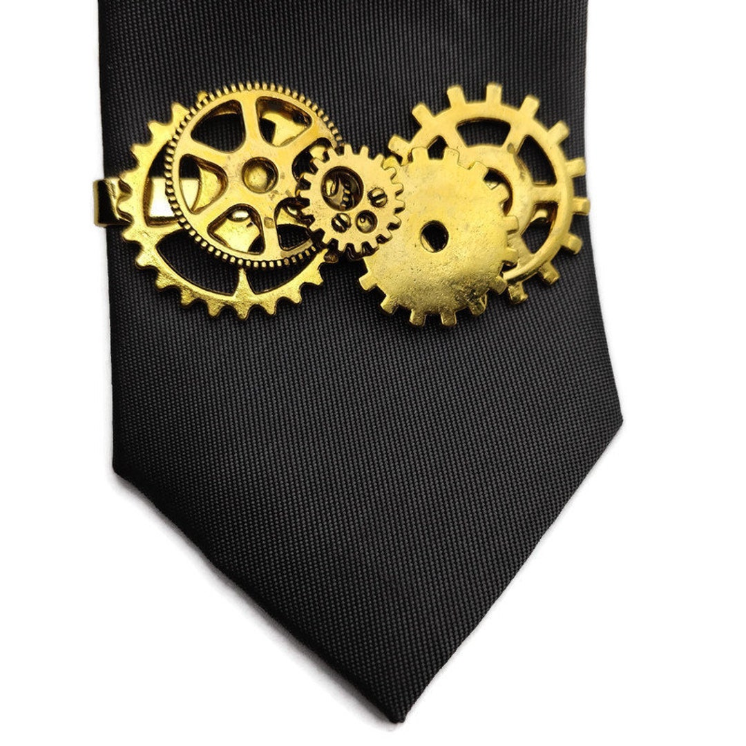 Gold Steampunk Tie Clip: Clockwork Gear Suit Accessory - Etsy