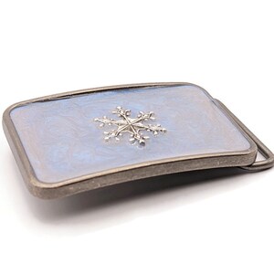Iridescent Snowflake Belt Buckle: Hand-decorated Silver Tone Winter ...