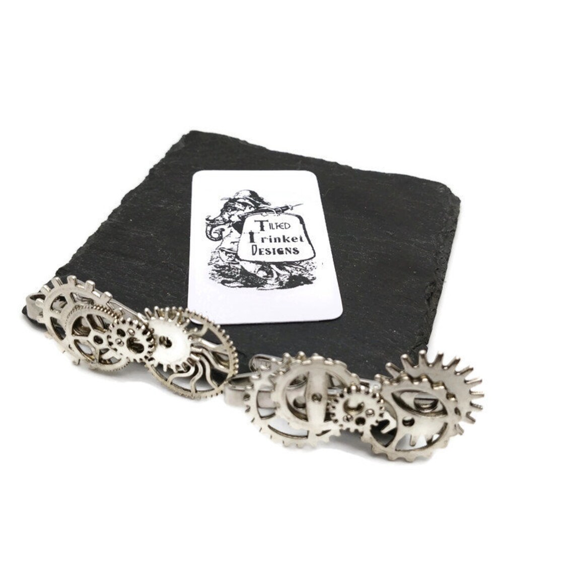 Silver Steampunk Tie Clip Clockwork Suit Pin Accessory Made | Etsy