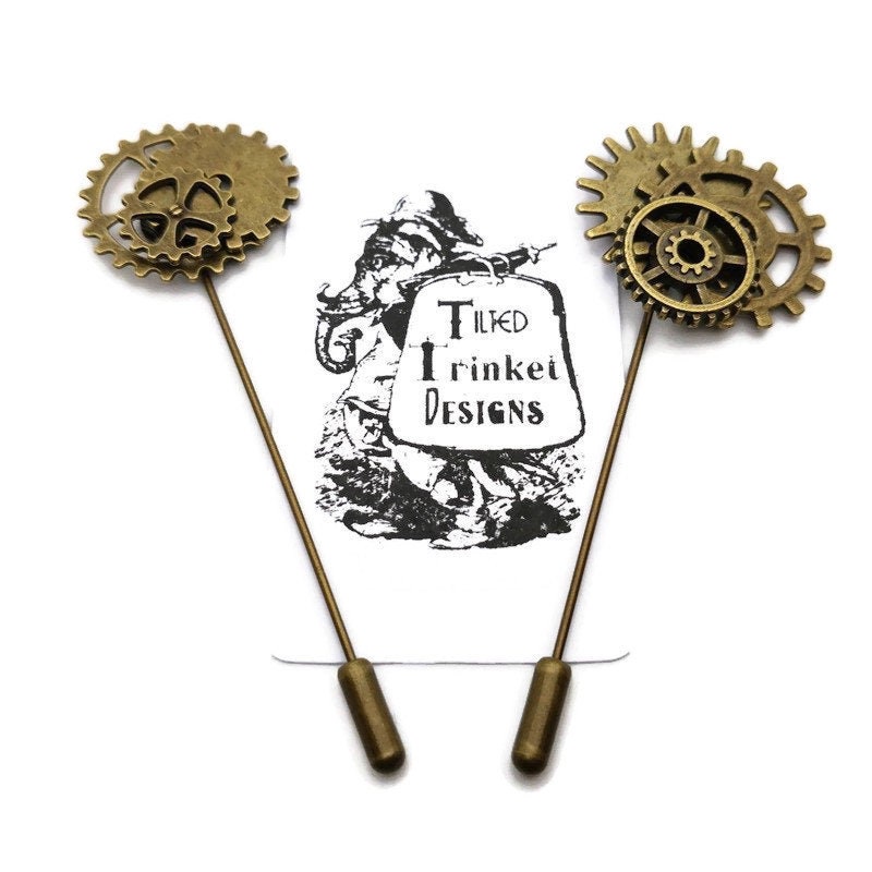 Bronze Steampunk Lapel Pin Clockwork Brooch Cog & Gears Tie - Etsy