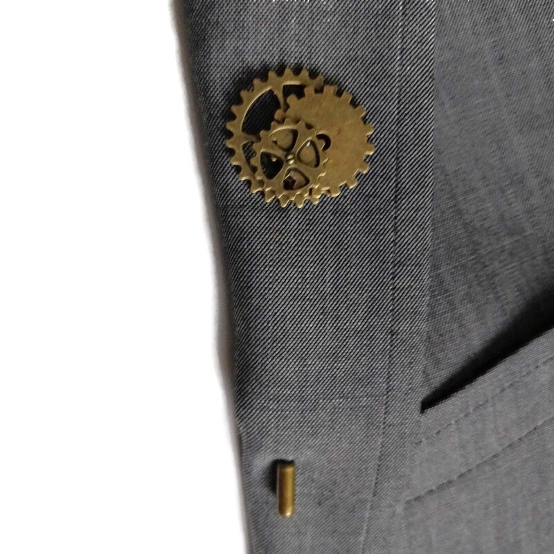Bronze Steampunk Lapel Pin Clockwork Brooch Cog & Gears Tie - Etsy