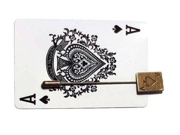 Bronze Playing Card Lapel Stick Pin Ace Spades Suit | Etsy