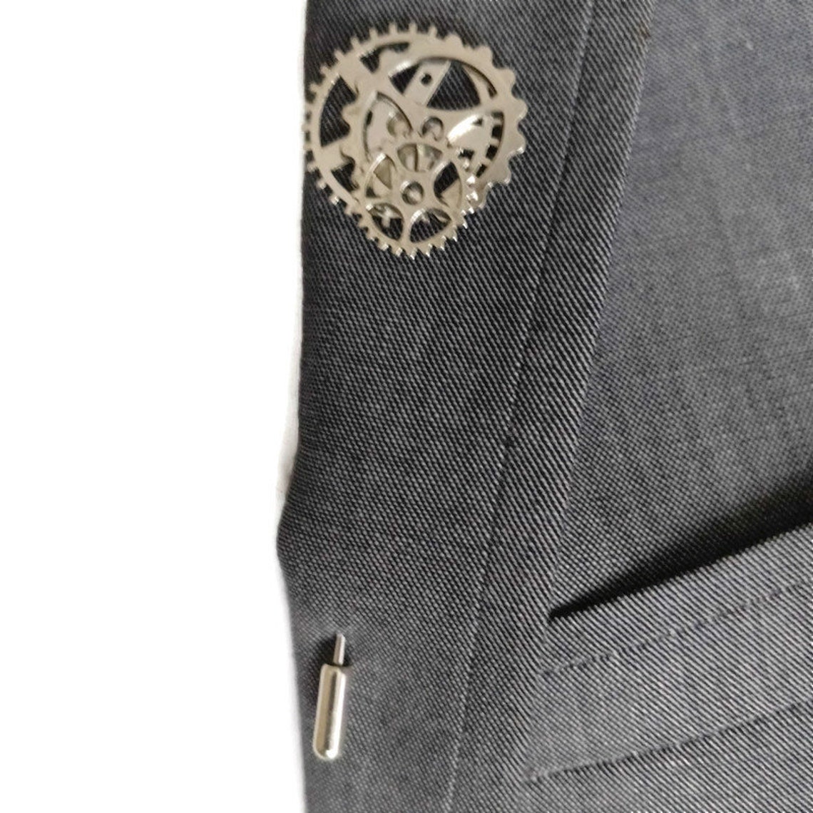 Silver Steampunk Brooch: Gears and Cogs Lapel Pin - Etsy