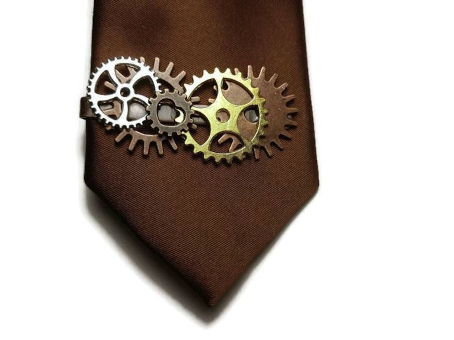 Steampunk Tie Clip Clockwork Suit Pin Accessory Made With - Etsy