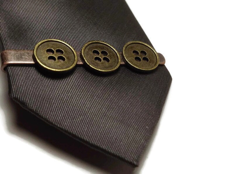 Antique Bronze Button Tie Clip: Steampunk Groomsmen Gift - Etsy UK