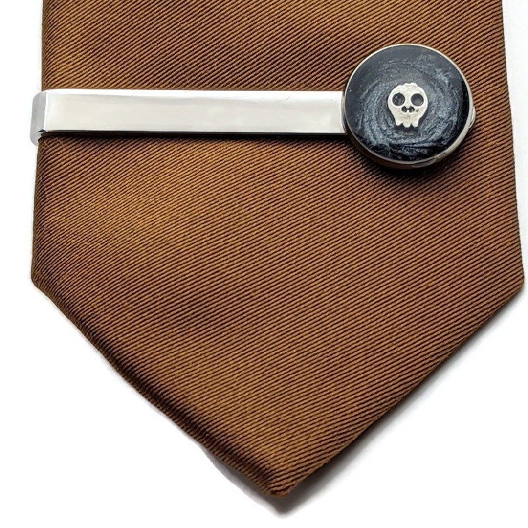 Skull Tie Clip: Silver & Black Skeleton Tie Bar - Etsy