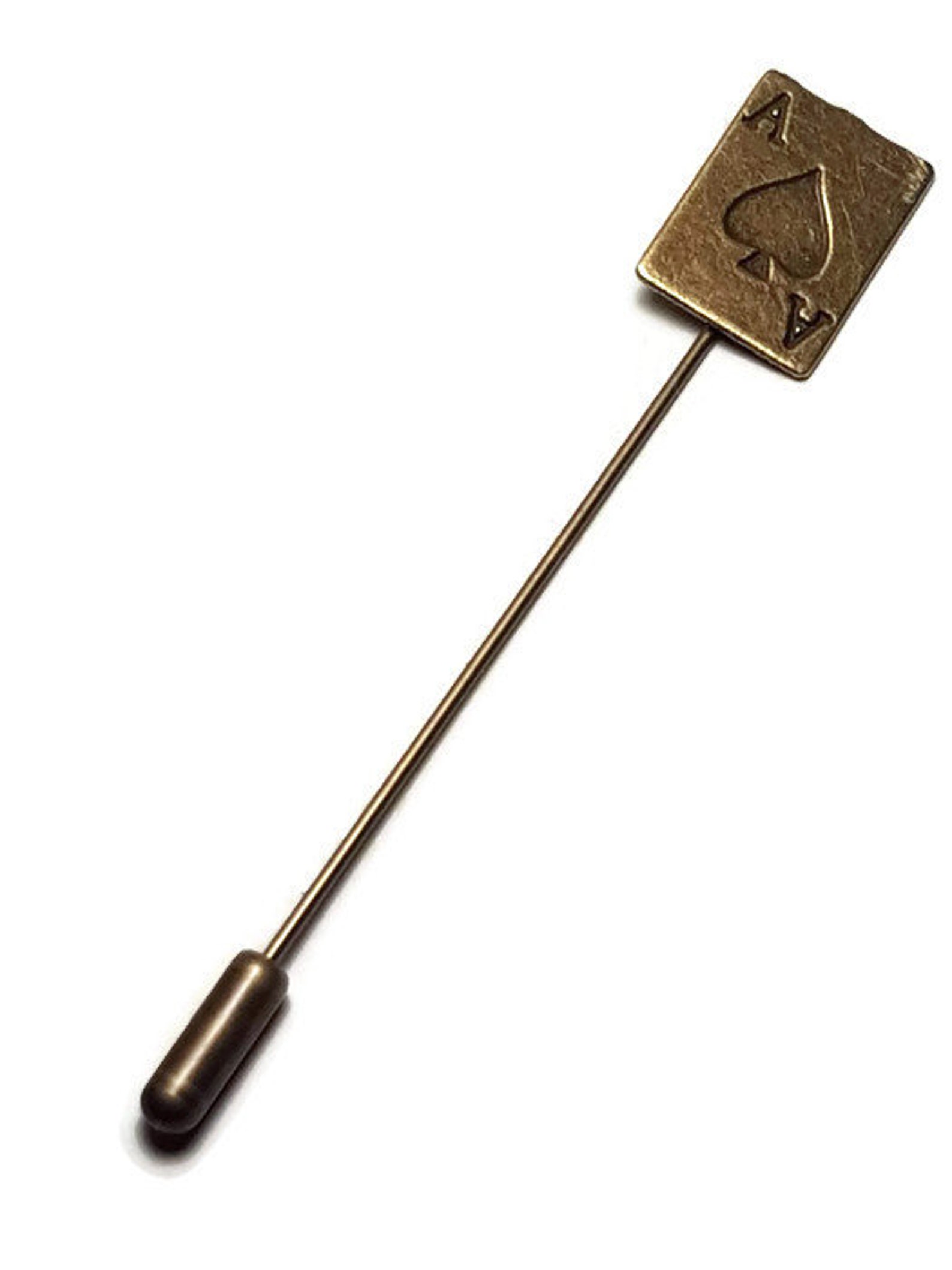 Bronze Playing Card Lapel Stick Pin Ace Spades Suit | Etsy