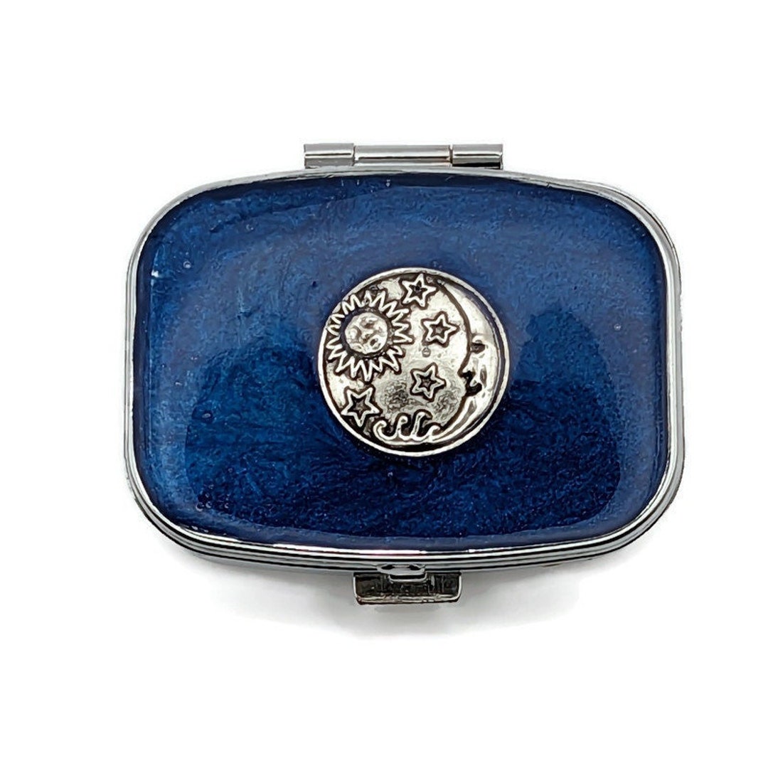 Sun and Moon Pill Box: Blue Cosmic Epoxy Resin Medication Case - Etsy