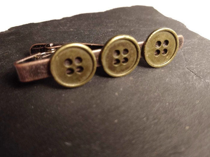 Antique Bronze Button Tie Clip: Steampunk Groomsmen Gift - Etsy UK