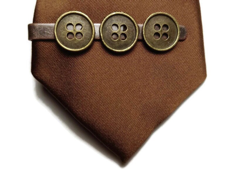 Antique Bronze Button Tie Clip: Steampunk Groomsmen Gift - Etsy UK