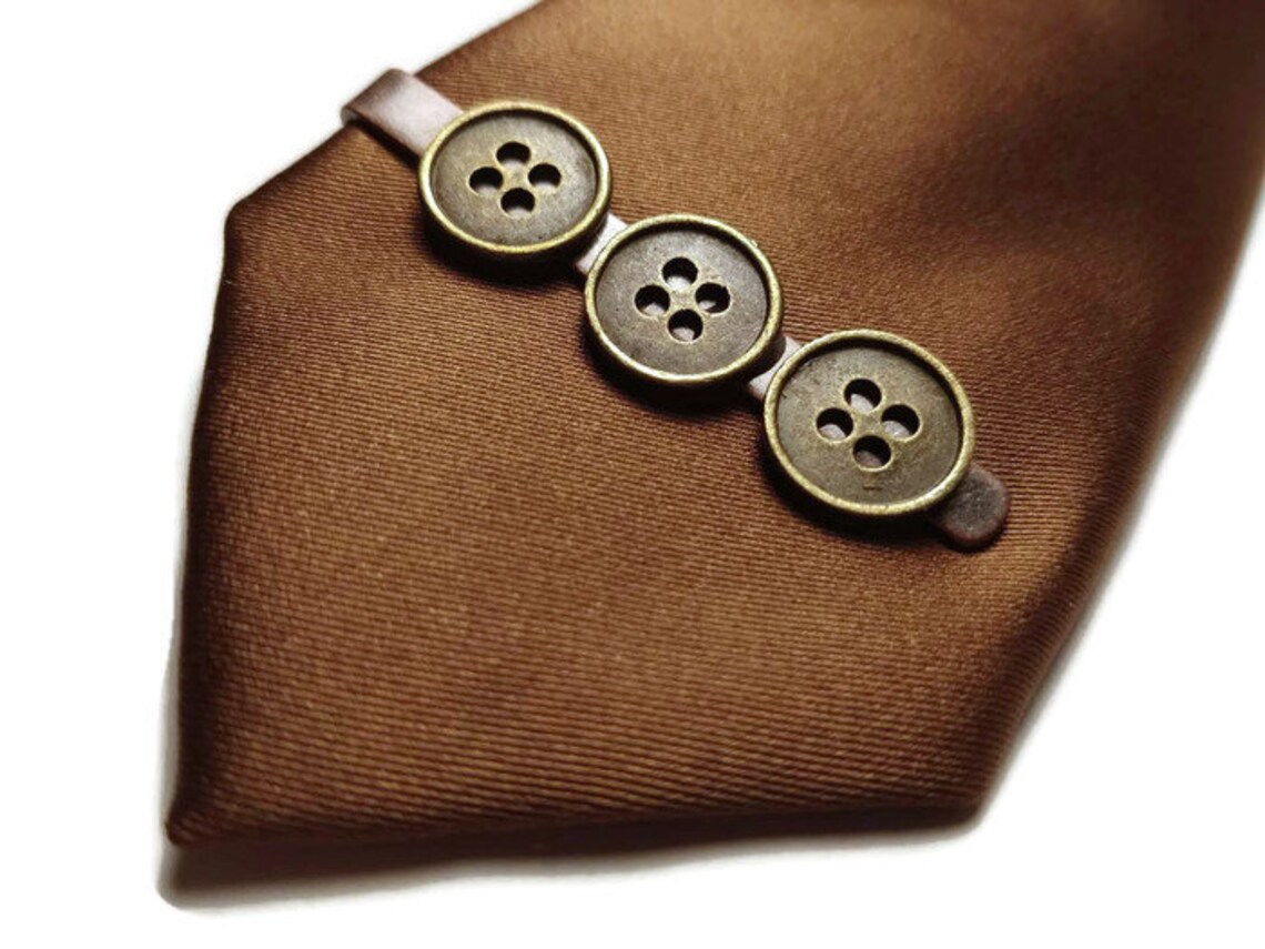 Antique Bronze Button Tie Clip: Steampunk Groomsmen Gift - Etsy UK
