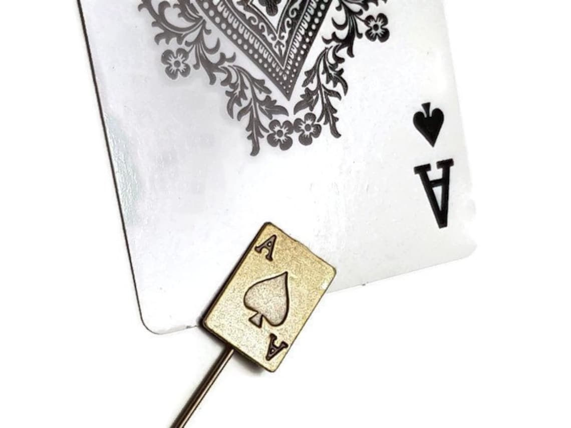 Bronze Playing Card Lapel Stick Pin Ace Spades Suit | Etsy