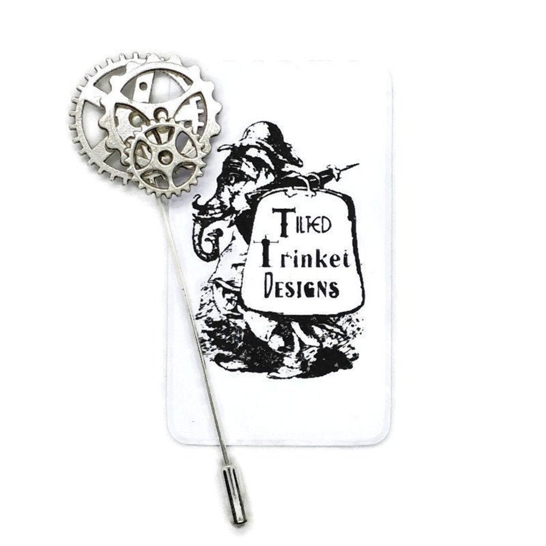 Silver Steampunk Brooch: Gears and Cogs Lapel Pin - Etsy