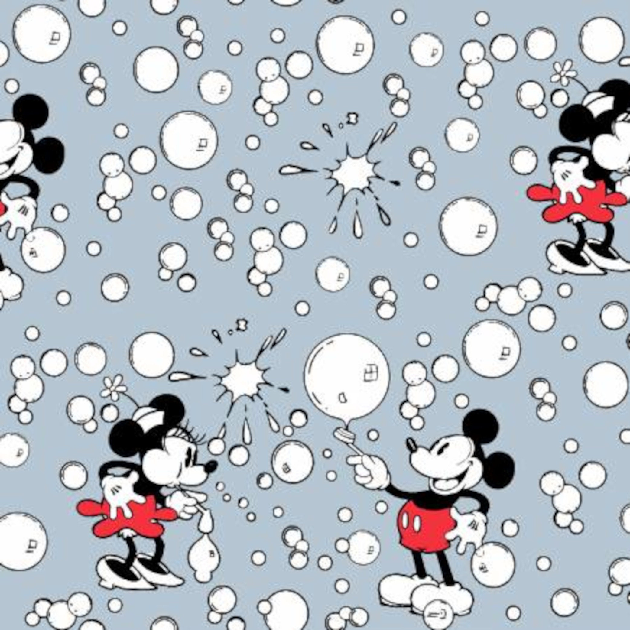 Mickey Vintage Bubbles cotton fabric Mickey Mouse and Minnie | Etsy