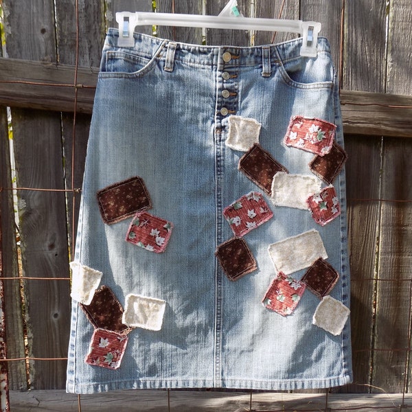 Upcycled Denim Skirt - Etsy