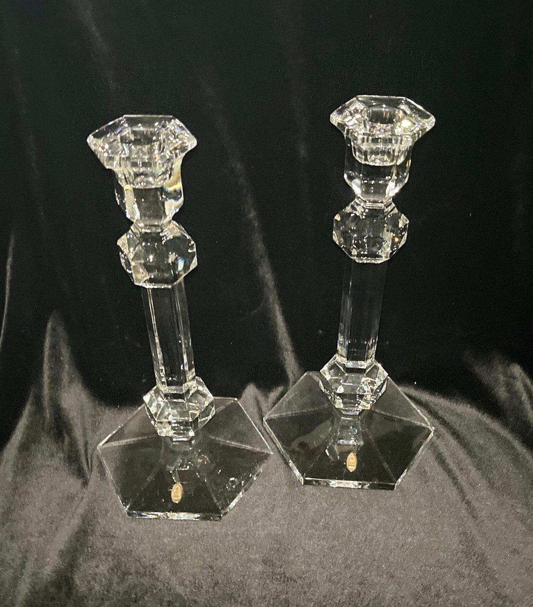Unique Val St. Lambert Crystal Gardenia Candlesticks With Gold ...