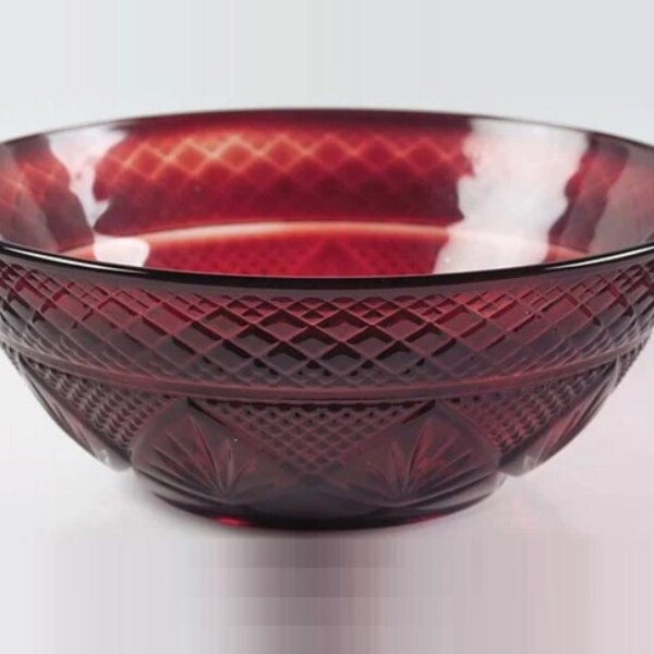 Red Glass Serving Bowl - Etsy