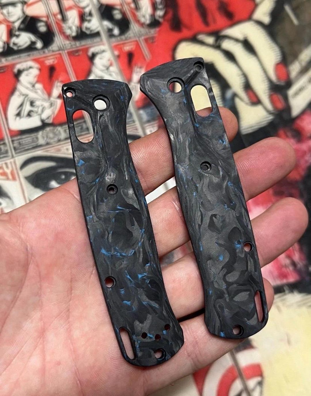 Fits Benchmade Bugout 535 Models CUSTOM Carbon Fiber Blue Flack CNC ...