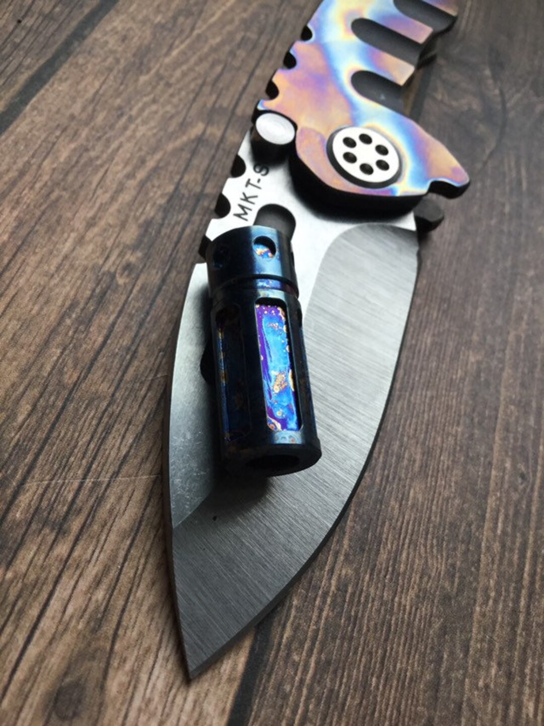 V-TRON Titanium Lanyard Bead • Torched • EDC • Custom - Etsy