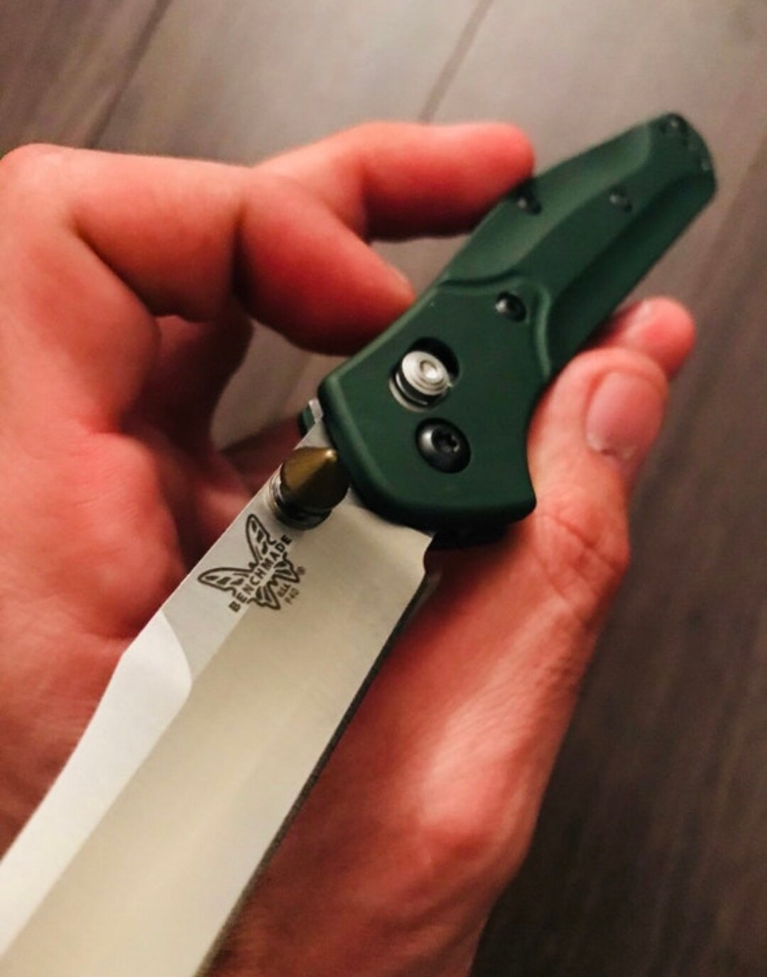 Benchmade Mini Freek Models - CUSTOM Antique Bronze Spike Thumb Stud ...