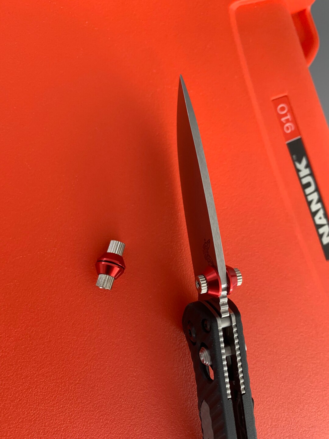 Benchmade Mini Griptilian Models • DOUBLE BUZZ Grip Thumb Stud • Red ...