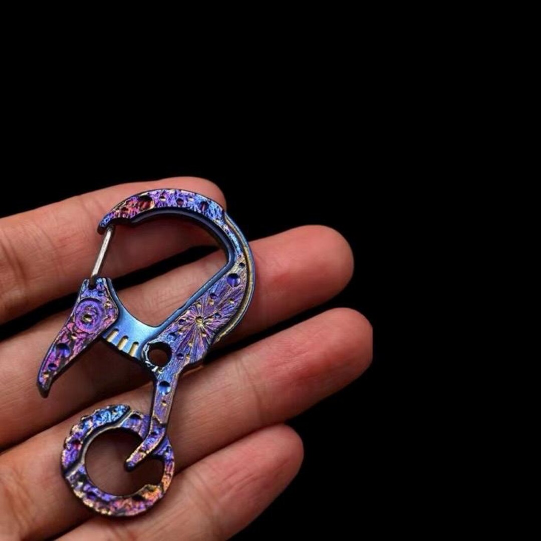 STAR-GALAXY Carabiner Keychain Titanium Handcrafted Carved Custom ...