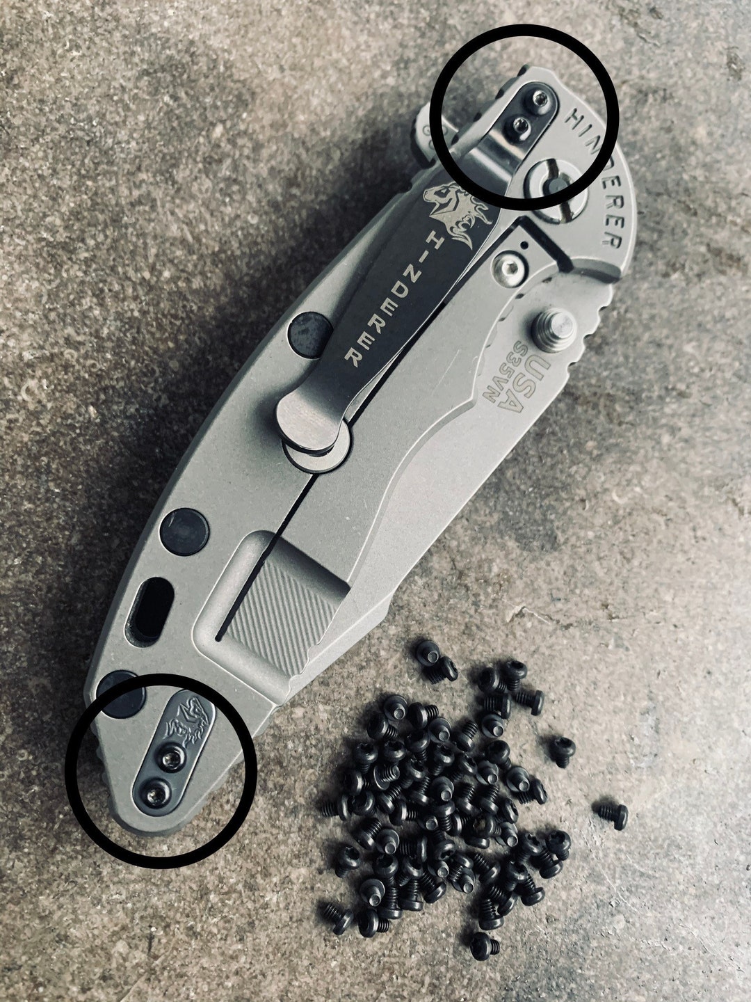 Fits Rick Hinderer Models Replacement BLACK Torx Pocket Clip + Fuller ...