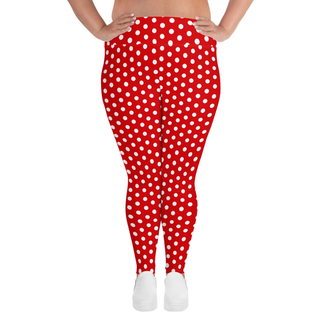 Minnie Mouse Polka Dot Red Leggings Women's Plus Size Pants Disney ...
