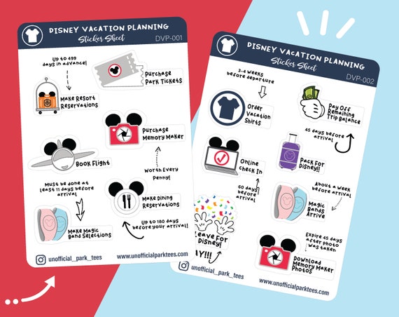 Disney Vacation Planning Sticker Sheets DVP-001 DVP-002 - Etsy