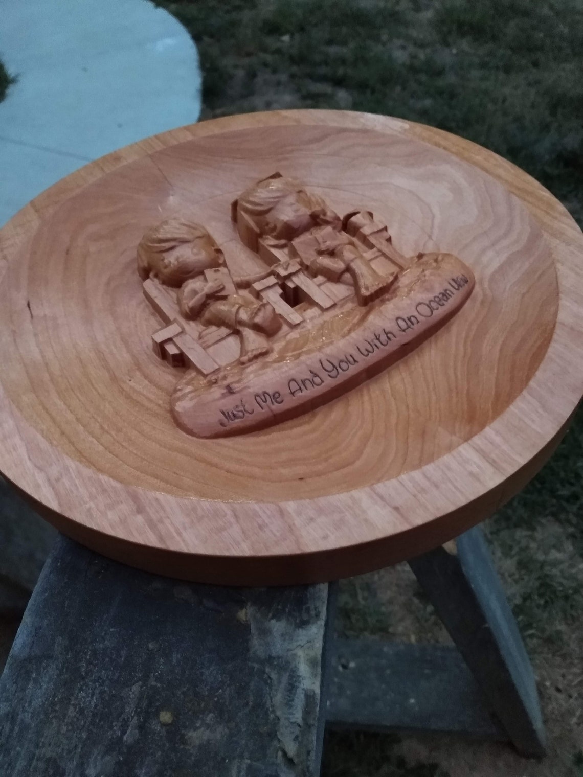 Boy & Girl 3D Cherry Wood Carving. "me and You With an Ocean View" - Etsy