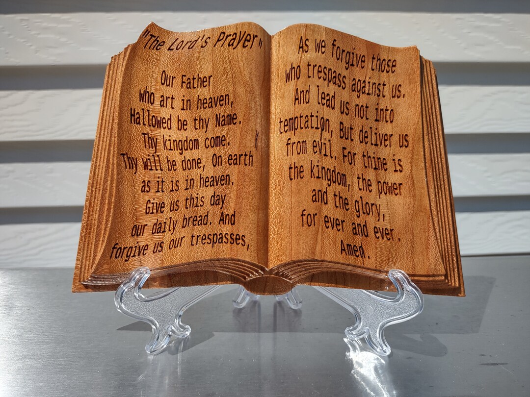 Beautiful Cherry Wood Bible Book With Stand. Wood Carved Display Piece ...