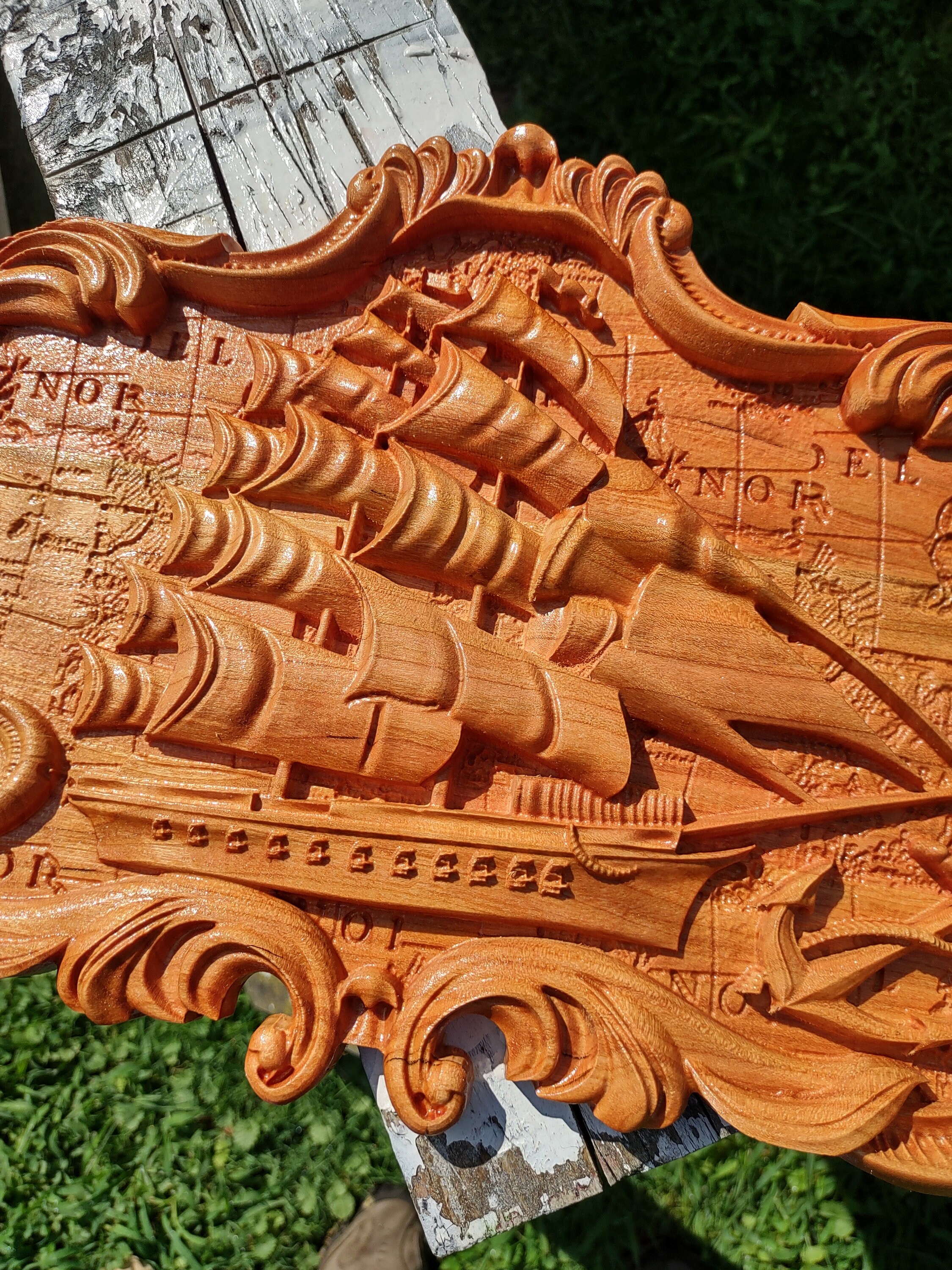 Beautiful High Detail 3D Cherry Framed Ship Carving on Old - Etsy