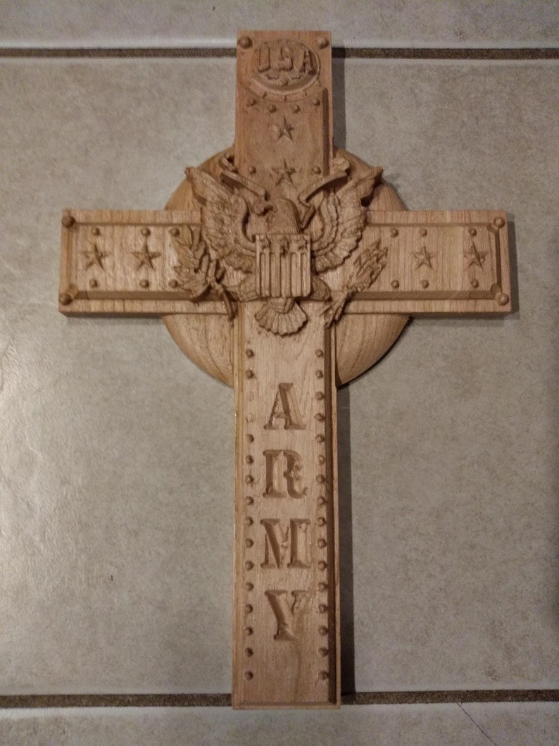 USA ARMY Cross Carved in Cherry Wood 12 X 8 - Etsy