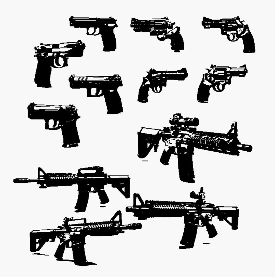 Gun Files Pack. Guns Svg, Dxf, Png Files for Printing, Laser Image ...