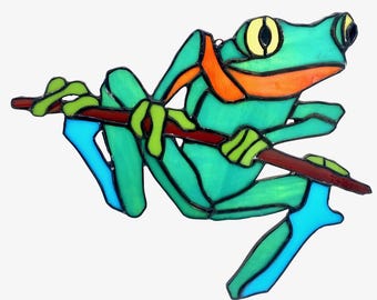 Red-eyed Green Tree Frog, Stained-glass /lead-light Window Pattern - Etsy