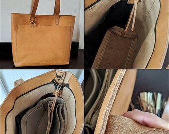 Leather Tote With Outside Pocket - Etsy