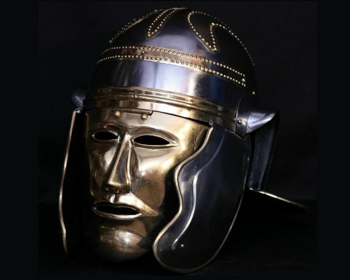 Ancient Roman Helmet With Face Mask Roman Gallic Centurion | Etsy