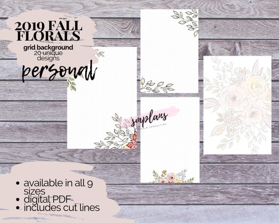 New 2019 Fall Floral Notes Personal Rings Grid Background | Etsy