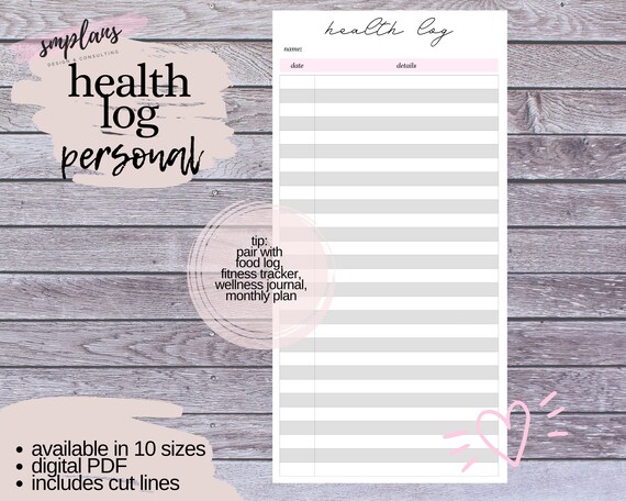 Health Log Self-Care Doctor's Notes Health Tracker | Etsy