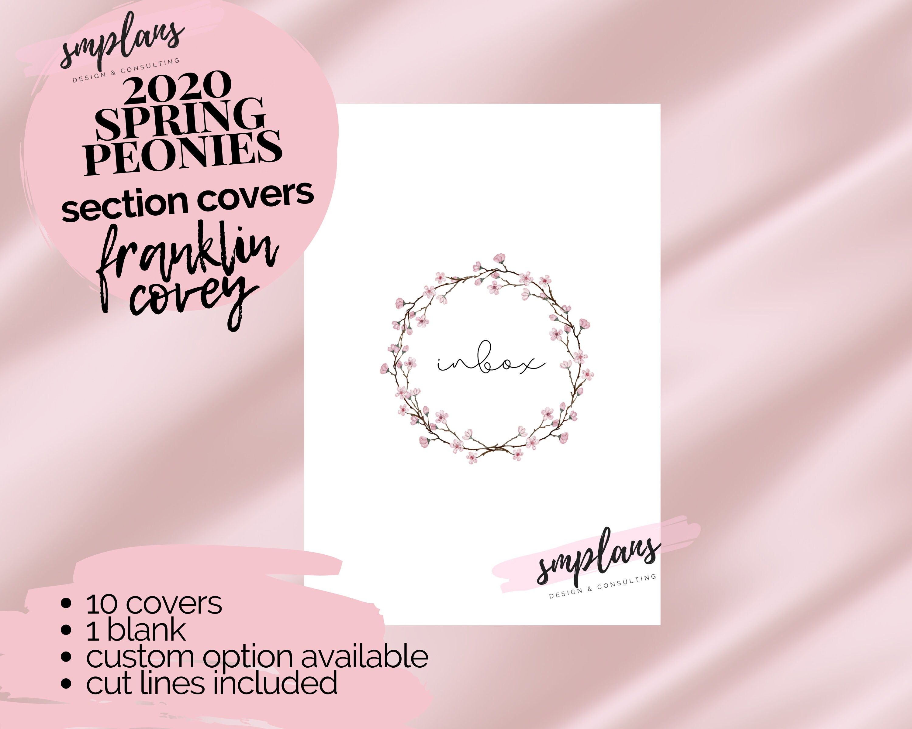 2020 Spring Peonies SECTION COVERS Franklin Covey Compact - Etsy