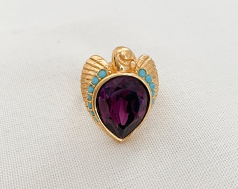 Vintage Avon Elizabeth Taylor Ring Falcon Cleopatra Large Amethyst ...