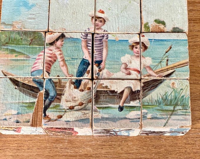 Vintage Wood Block Puzzle Complete 1930 Block Puzzle Antique Toy ...